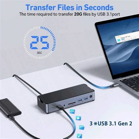 USB C Docking Station 15 In 1 Dual Monitor Docking Station Single 8K Triple 4K Monitor Laptop