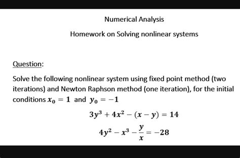 Solved Homework On Solving Nonlinear Systems Question Solve