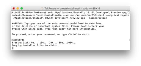 Create A MacOS Sierra USB Installer For The Dev Preview