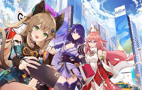 Wallpaper Genshin Impact Raiden Shogun Yae Miko For Mobile And Desktop Section