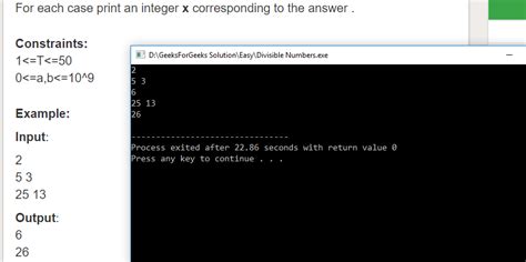 Geeksforgeeks Solution For Divisible Numbers