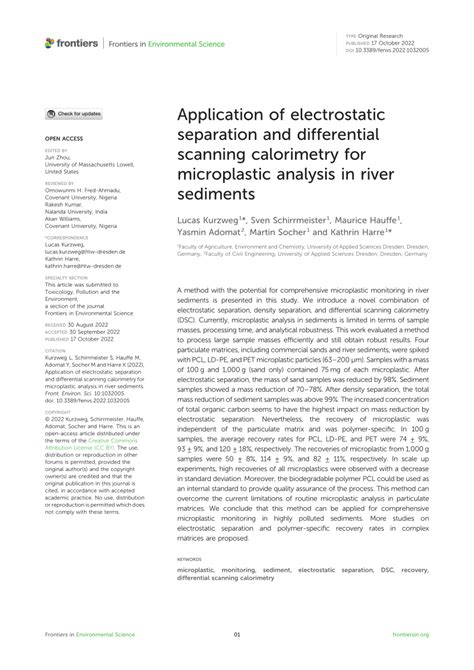 Pdf Application Of Electrostatic Separation And Differential Scanning