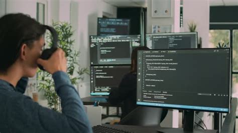 Software Developer Programming Source Code Algorithm On Computer Technology Stock Footage Ft