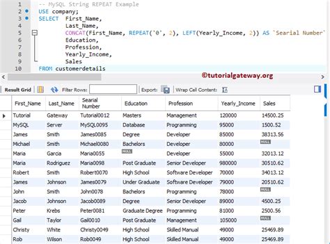 Mysql Repeat Function