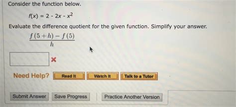 Solved Consider The Function Below X 2 2x X2 Evaluate
