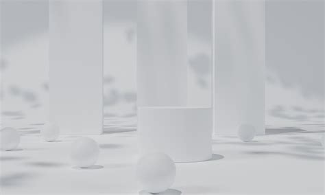 빈 배경 3d 렌더링이 있는 광고 디스플레이의 흰색 연단 및 흰색 배경 스탠드 또는 연단 받침대 프리미엄 사진