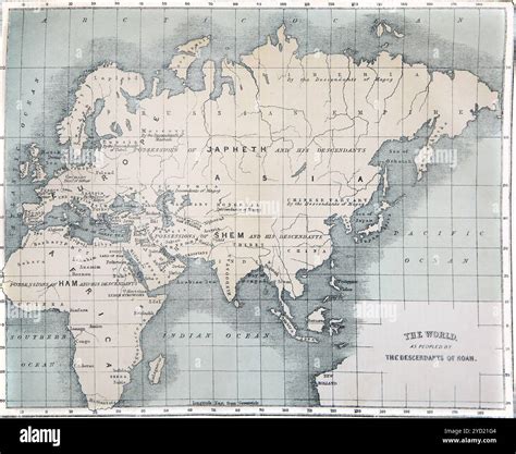 Antique Map Of The World As Peopled By The Descendants Of Noah In 1776