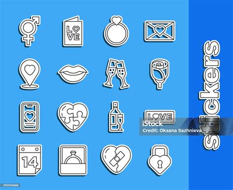 하트 모양 사랑 텍스트 꽃 장미 결혼 반지 웃는 입술 위치 성별 및 유리 샴페인 아이콘의 모양으로 성을 설정합니다 벡터 결혼식에 대한 스톡 벡터 아트 및 기타 이미지