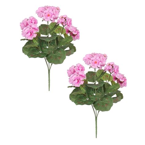 2pcs Geraniums Artificial Flowers For Outdoors Uv Resistant Fake