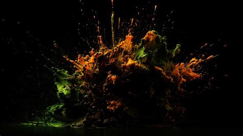 Olive Fantasy Explosion Earthy Paint Splash Premium Ai Generated Image