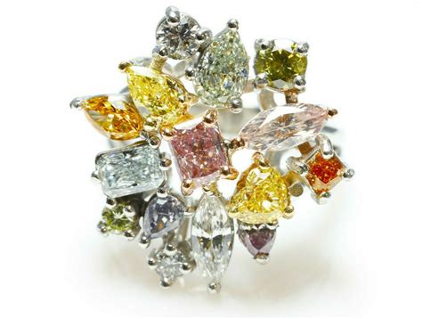 Multi Color Diamond Ring 450ct Natural Fancy Intense Pink Blue Green