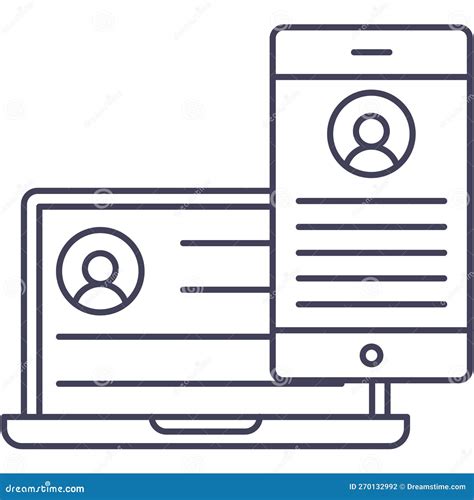Line Pc Computer Monitor And Phone Icon Vector Stock Vector