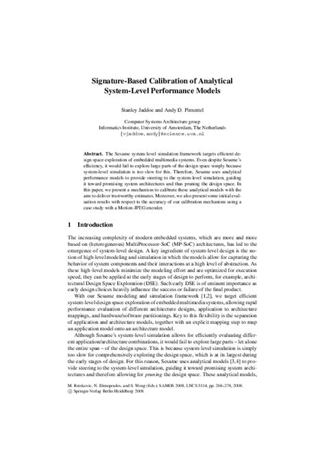 Pdf Signature Based Calibration Of Analytical System Level