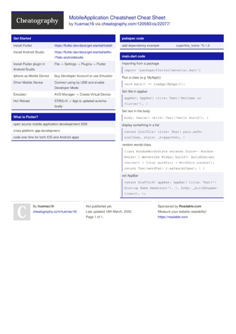 Mobileapplication Cheatsheet Cheat Sheet By Huemac16 Download Free From Cheatography