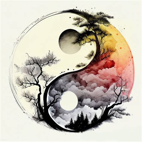 Yin Yang Printable Ying Yang Watercolor Artwork Meditation Wall Art