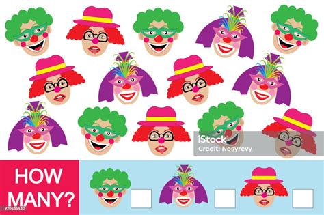 어린이 위한 게임입니다 얼마나 많은 광대 숫자 수학 학습 시트 침구에 대한 스톡 벡터 아트 및 기타 이미지 시트 침구 유치원 검색 Istock