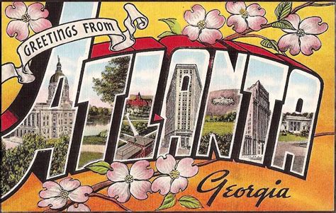 Atlanta Vintage Postcard Greetings From Atlanta Georgia Large Letter