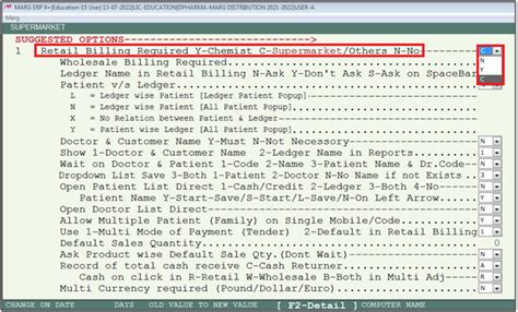 how to enable supermarket setup in marg software