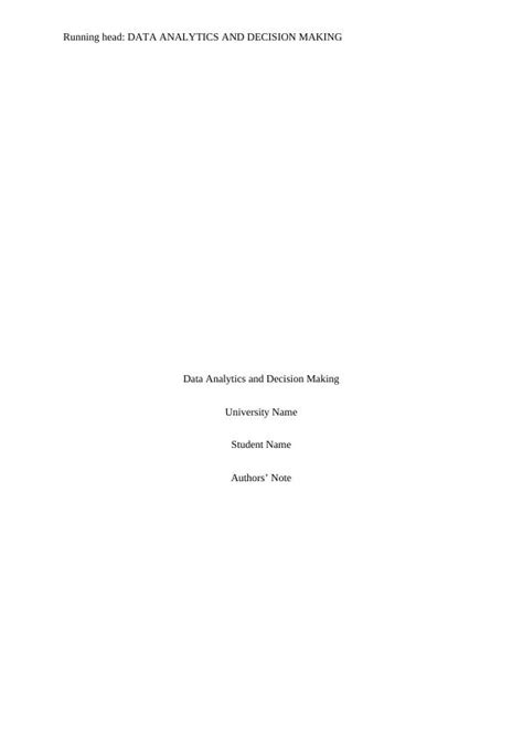 Data Analytics And Decision Making Desklib