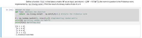 Python Unsure Of Output From Frobenius Norm Function Stack Overflow