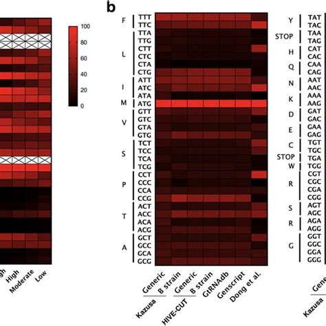 Heat Map Of The Relative Codon Frequencies For E Coli Grouped By Amino