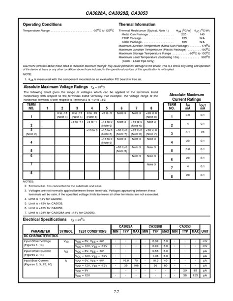 Ca3053 Datasheet Differentialcascode Amplifiers Harris Corporation
