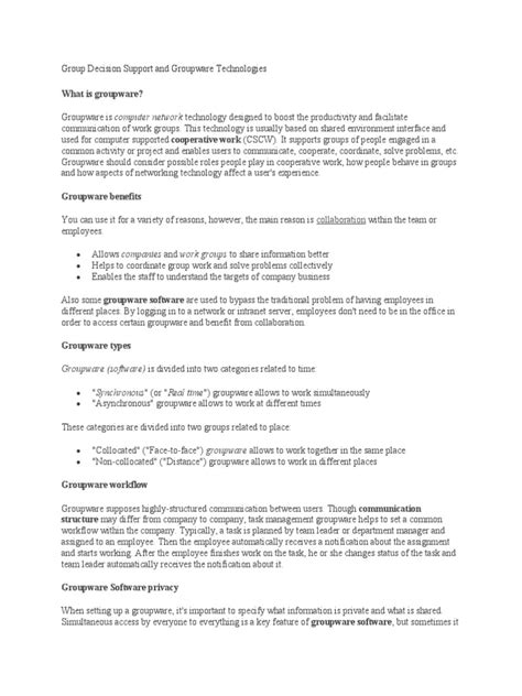 Gdss And Groupware Pdf Decision Support System Information Science