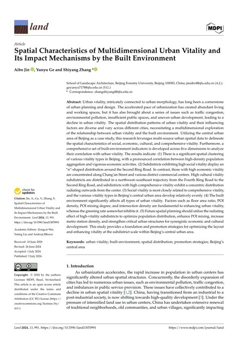 Pdf Spatial Characteristics Of Multidimensional Urban Vitality And