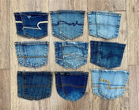 Vintage Denim Pockets 9 Pairs Upcycled Jeans Back Pockets For Crafts