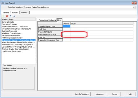 Load Runner Analysis Transaction Summary Not Generated In The Reports