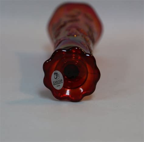 Fenton Art Glass Red Carnival Glass Vase Raspberry Vase Etsy