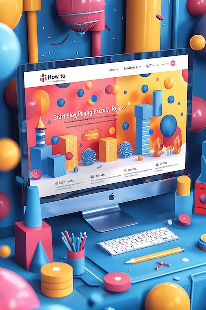 Premium Photo Playful Layout Web With Floating Elements Effect Fun
