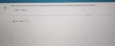 Solved Write The Sum As The Logarithm Of A Single