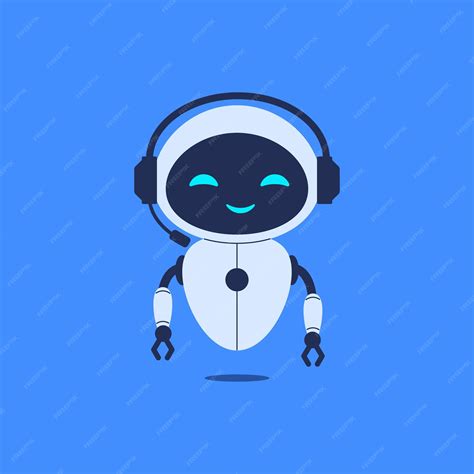 Premium Vector Chatbot Robot Wearing Headphones With A Microphone Vector Illustration
