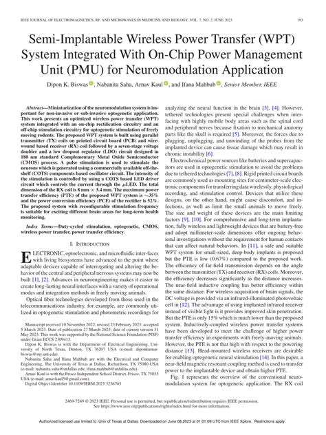 Pdf Semi Implantable Wireless Power Transfer Wpt System Integrated