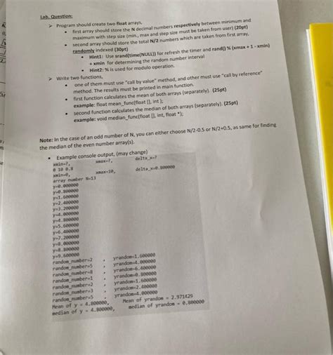 Solved Lab Question Program Should Create Two Float
