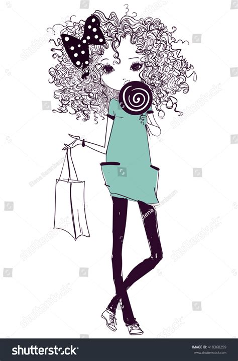 Cute Cartoon Hipster Girl Stock Vector Royalty Free 418368259 Shutterstock