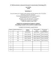 Lab 19 VLSM Docx IFT 358 Introduction To Network Information Communication Technology ICT Lab