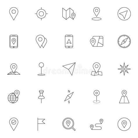 Navigation Outline Location Pin Pictogram Icons Thin Sign Vector Illustration Stock Vector