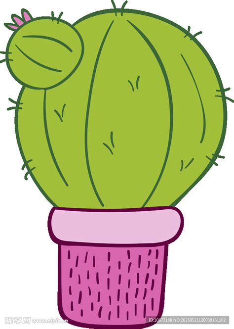 粉色花盆中的可爱仙人掌设计图 图片素材 其他 设计图库 昵图网