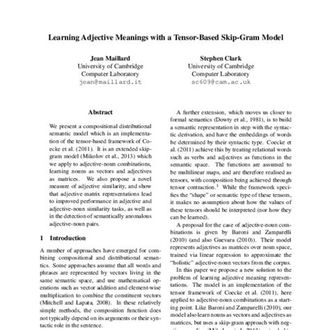 Learning Adjective Meanings With A Tensor Based Skip Gram Model Acl