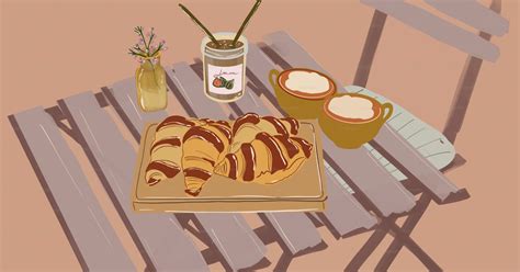 정원 테이블에 커피와 잼 한 잔이 있는 나무 접시에 크루아상 프랑스 소박한 스타일 햇볕을 쬐며 야외에서 시간을 보내십시오 벡터 그림 벡터 Unsplash의 그림 이미지