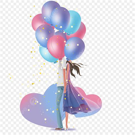 풍선과 커플 하트 일러스트 풍선 연인 발렌타인 데이 Png 일러스트 및 Psd 이미지 무료 다운로드 Pngtree