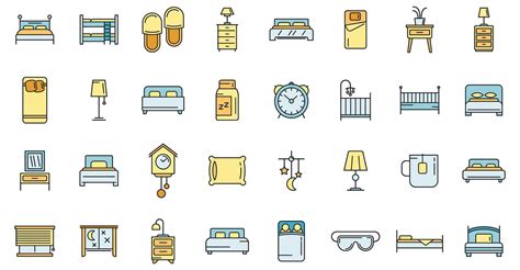Bedroom Icons Set Vector Color Line 40268971 Vector Art At Vecteezy