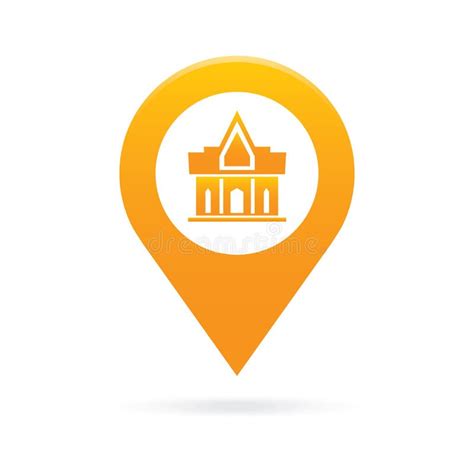 Temple Monastery Map Pointer Icon Marker Gps Location Flag Symbol