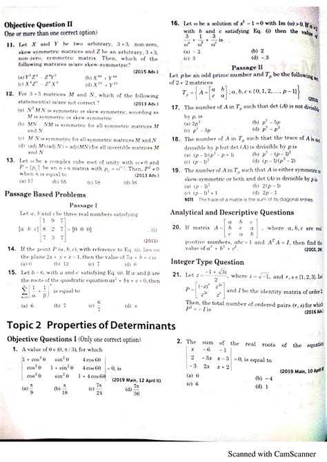 solution matrices and determination iit jee important question
