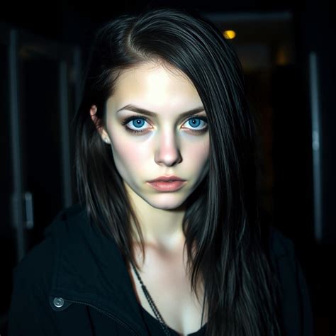 Aesthetic Chaos Emo Goth Girl With Blue Eyes