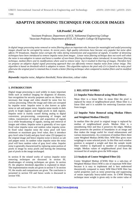 PDF ADAPTIVE DENOISING TECHNIQUE FOR COLOUR IMAGES