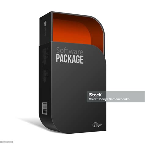 안에 둥근 레드 현대 검은 소프트웨어 패키지 상자를 열었습니다 Dvd 또는 Cd 디스크 제품에 대 한 0명에 대한 스톡 벡터 아트 및 기타 이미지 Istock