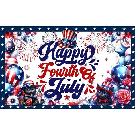 Happy Fourth Of July Card Festive Patriotic Design With Fireworks
